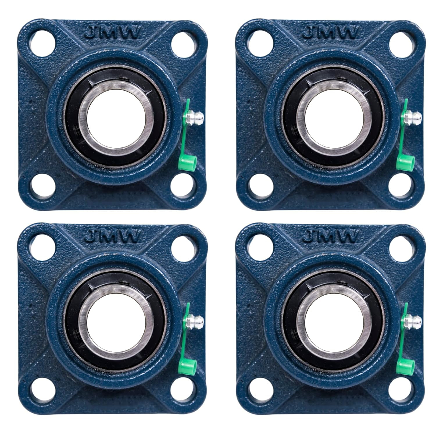 Pillow Block Bearing (4 Pack), 1/2 inch Bore, 4-Bolt Mounted, Solid ...