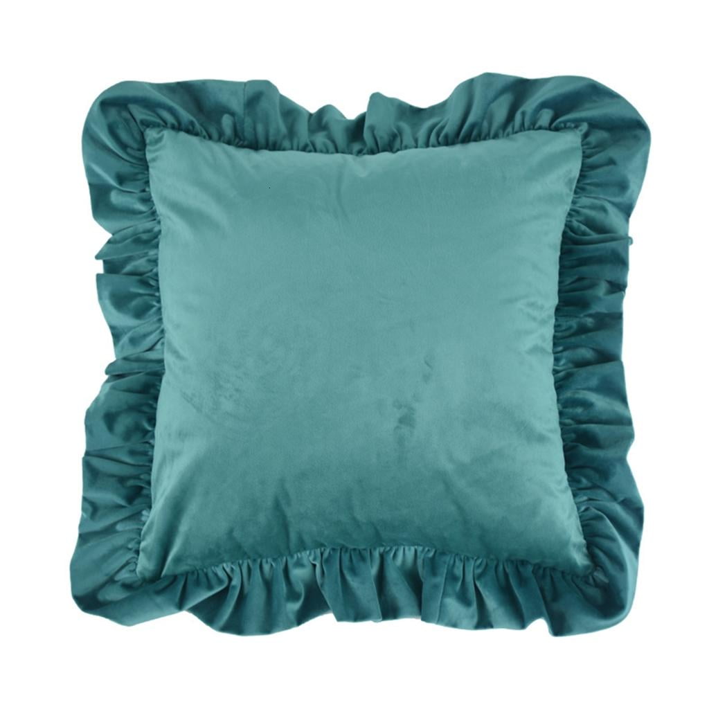 Pillow Case Decorative Square Ruffled Pillow Shams Plushie Velvet ...