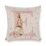 Pillow Case Personalized Letter E Bunny Easter Decorative Square ...