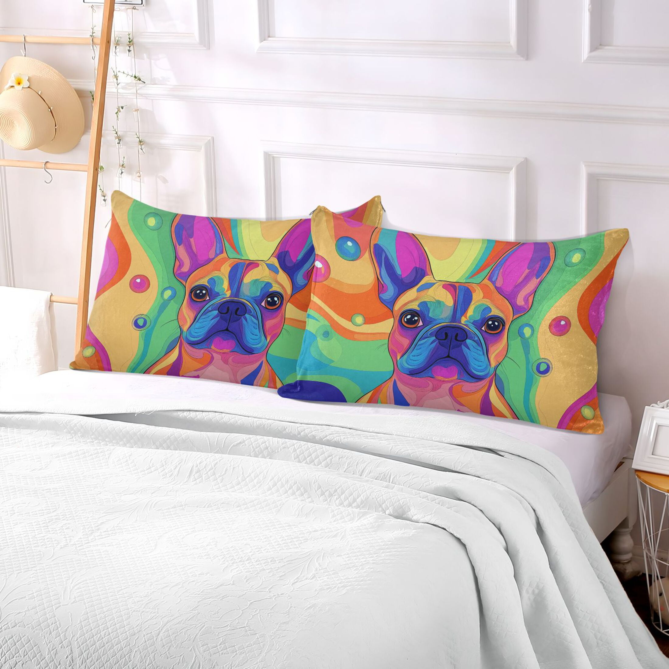 Pillow Case Plush Pillow Colorful Dog Art Case standard size/King size ...