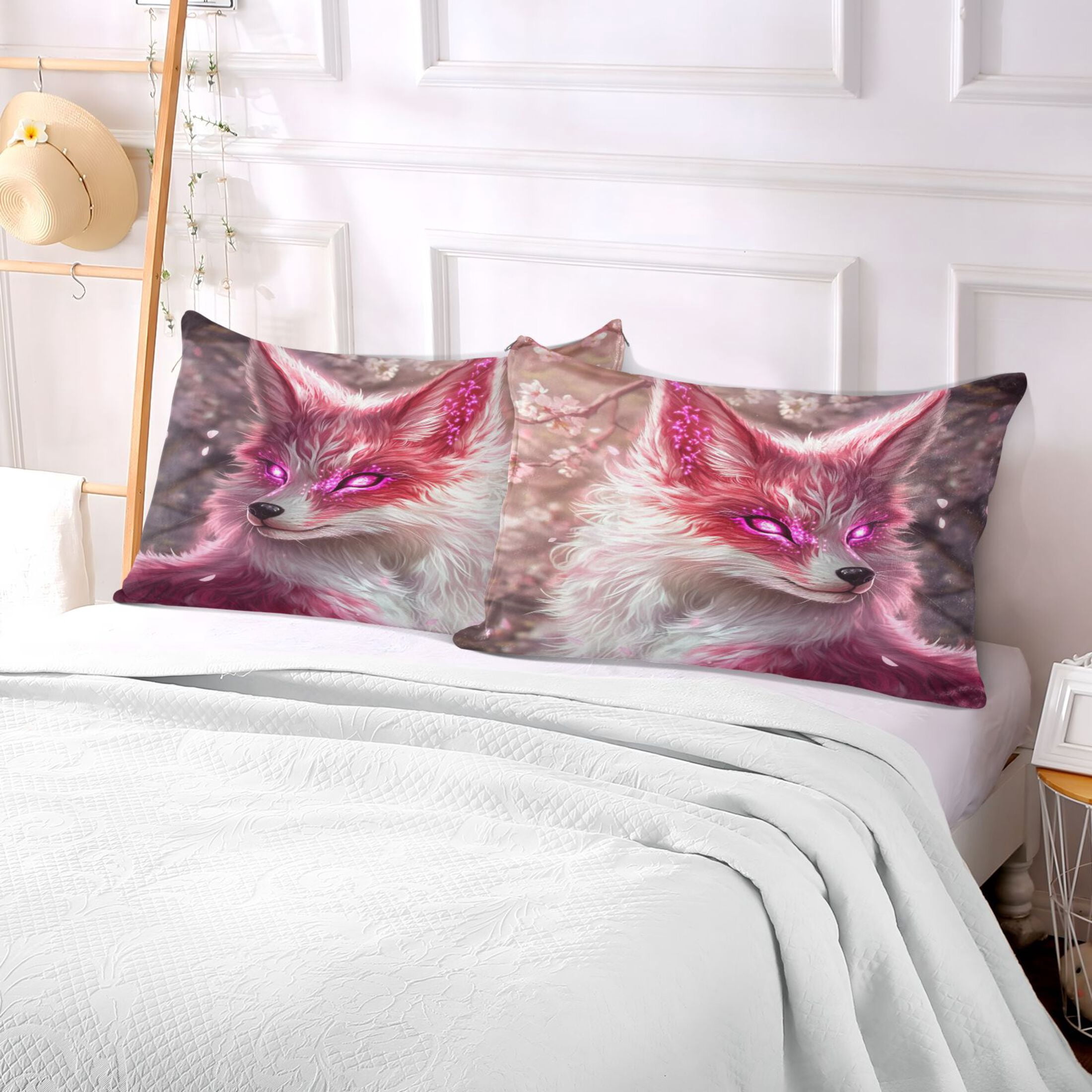 Pillow Case Plush Pillow Pink Fox with Glowing Eyes Case standard size ...