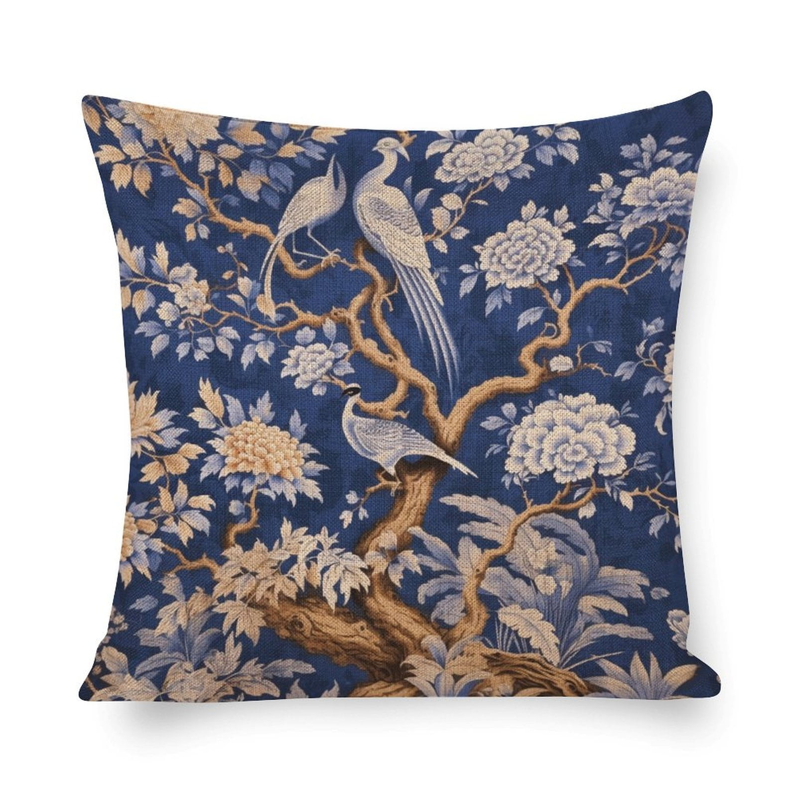 Pillow Case Protector Blue White Floral Spring Flower Bird Chinoiserie ...