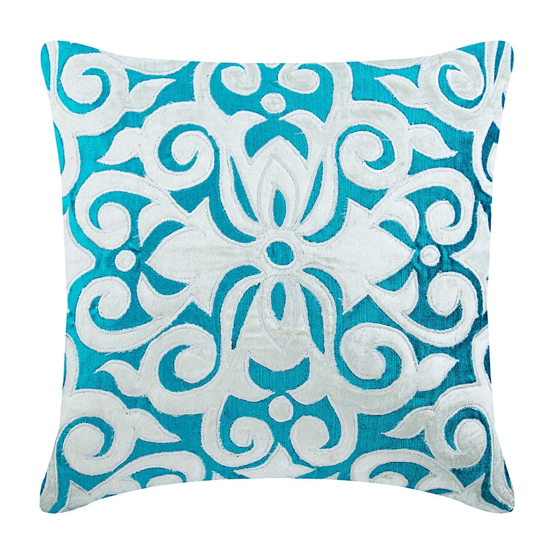 Pillow Case With Zipper, Turquoise Shams, Applique Velvet Damask Pillow ...