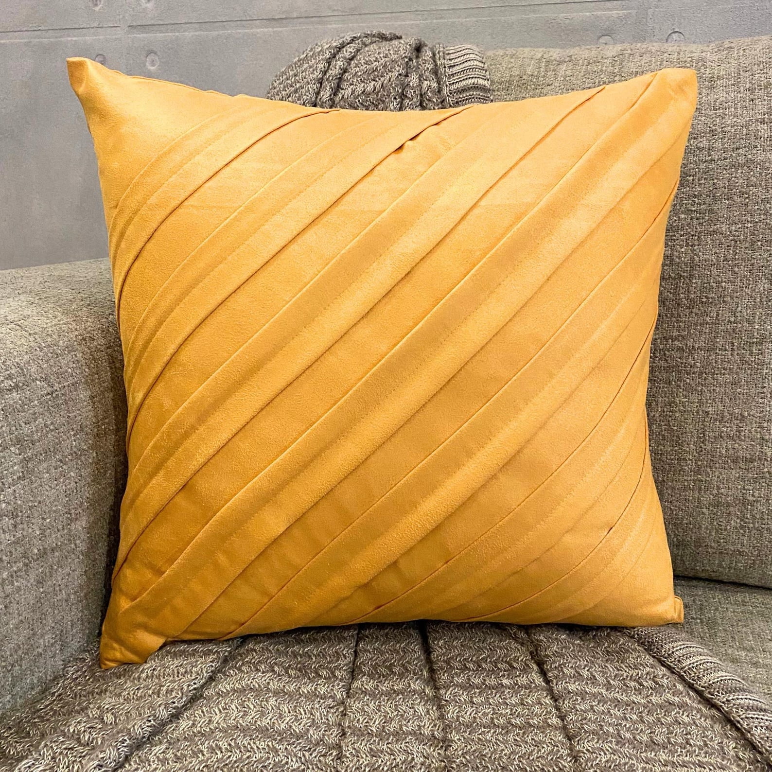 Pillow Case Zip, Mustard Yellow Pillow Shams, Textured Pintucks Solid ...