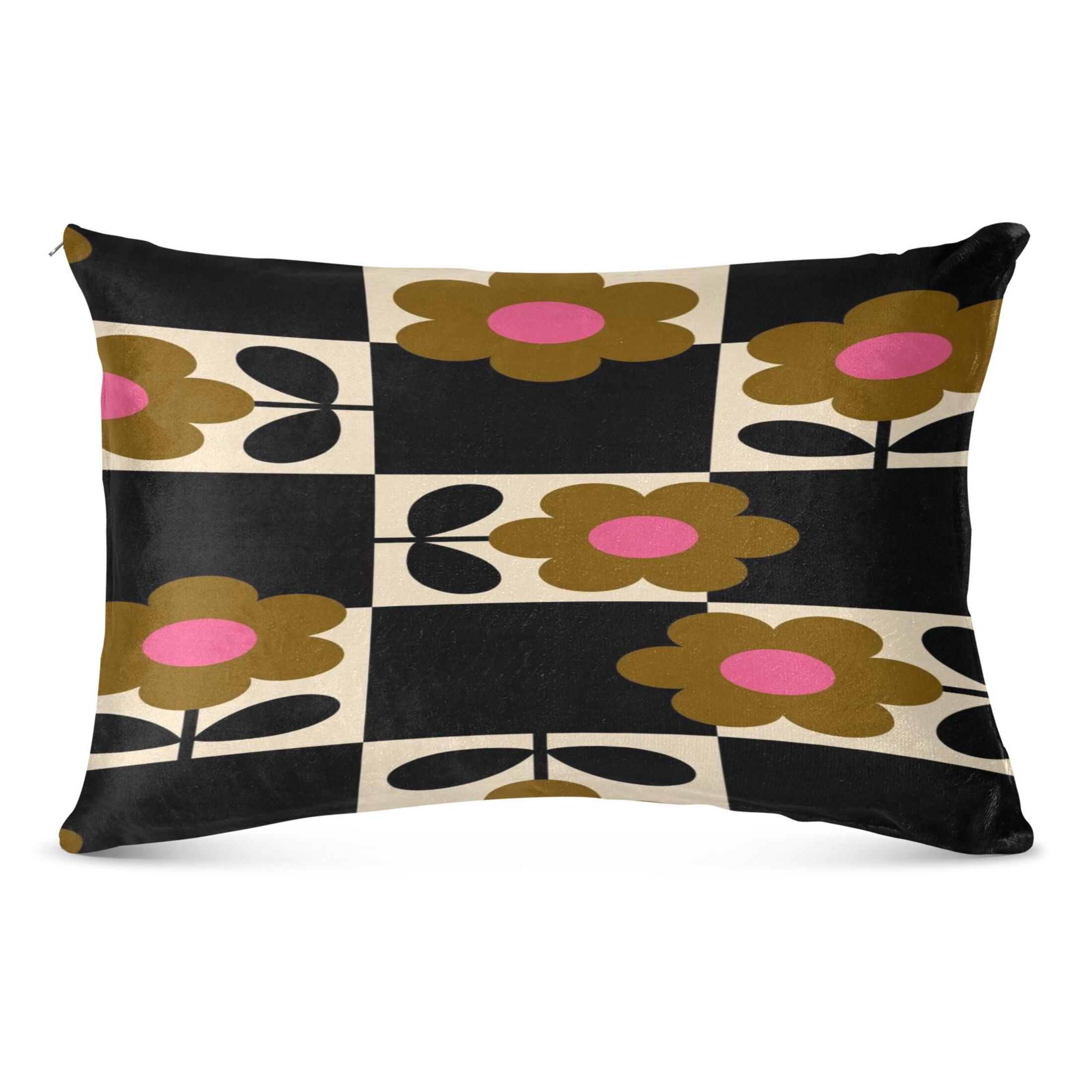 Pillow CaseRetro Floral Checkerboard Pattern Whimsy Case standard size ...