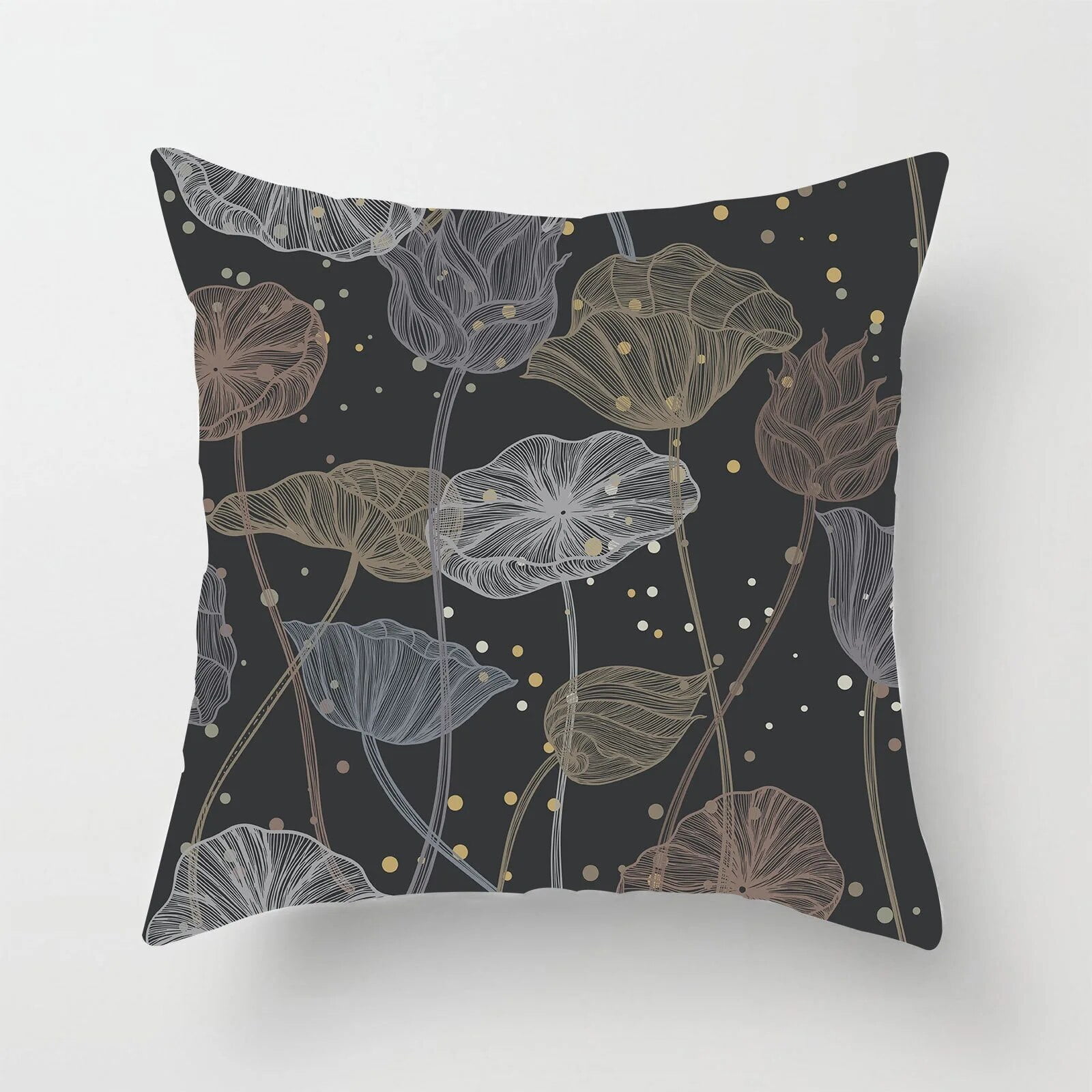 Pillow Cases Cotton Linen Digital Printed Lotus Office Bed Sofa Cushion ...