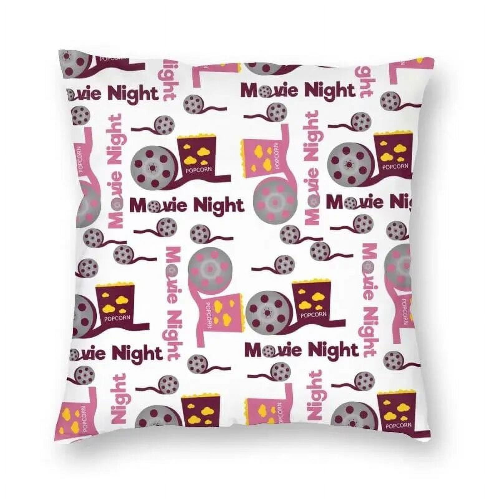 Pillow Cases Cotton Linen Retro Movie Night Popcorn Cushion Cover Camera Floor Pillowcase Sofa ...