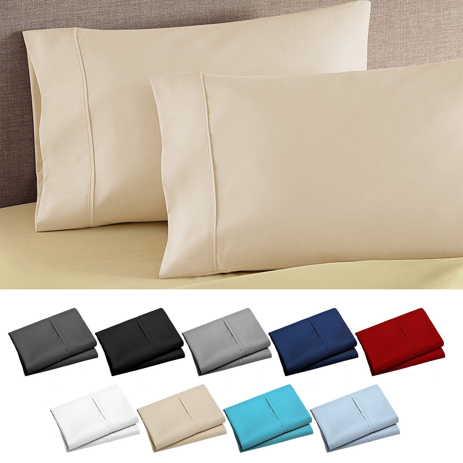 Pillow Cases Set of 2 | Soft Brushed Microfiber Polyester Pillow Covers ...