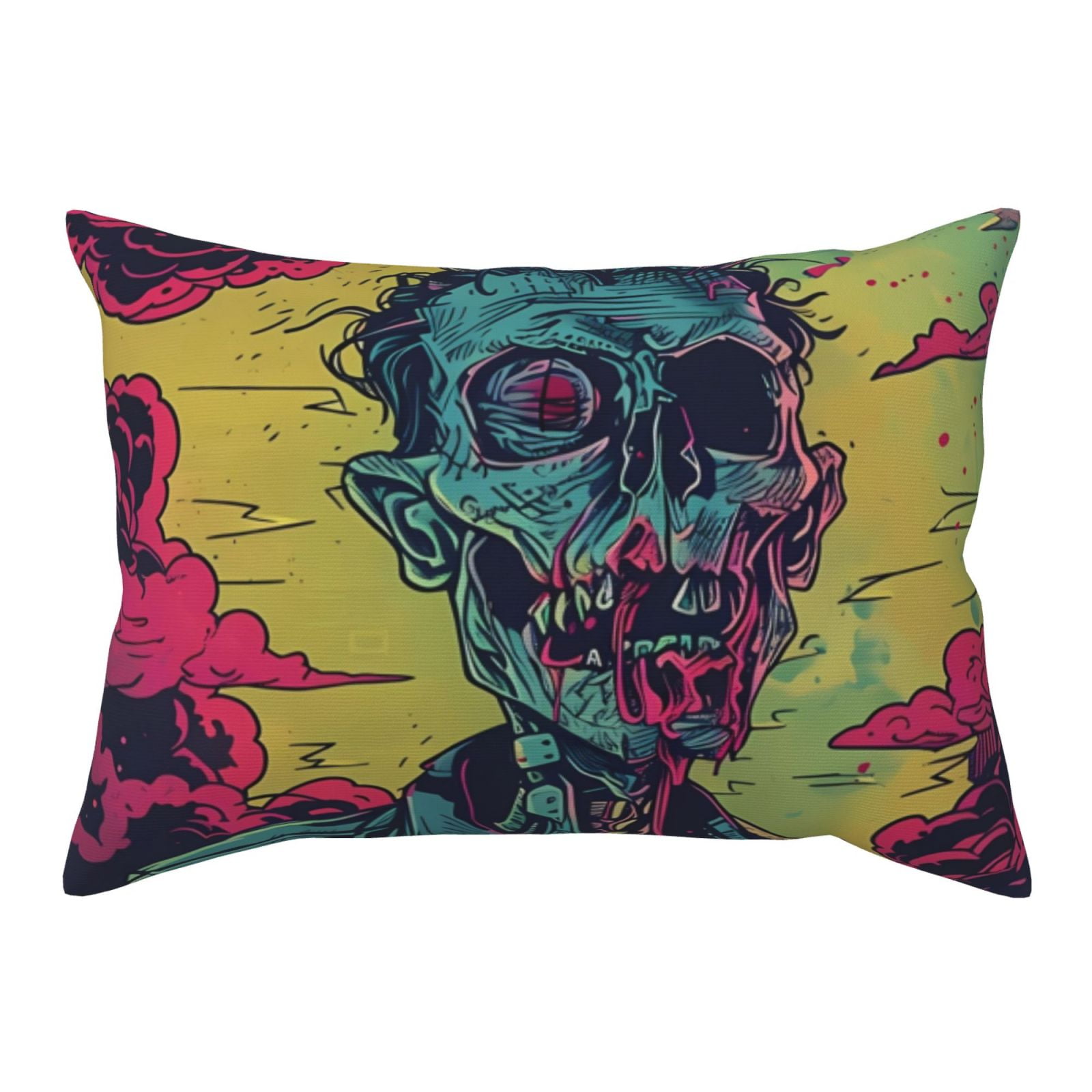 Pillow Cases Standard Size - Neon Zombie Skull Soft Pillow Covers with ...