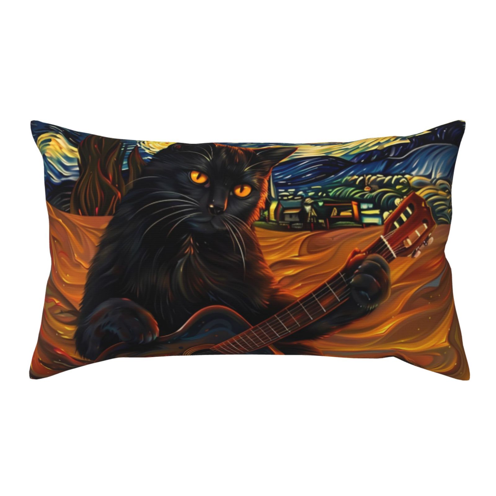 Pillow Cases Standard Size - Starry Night Cat Guitarist A Soft Pillow ...