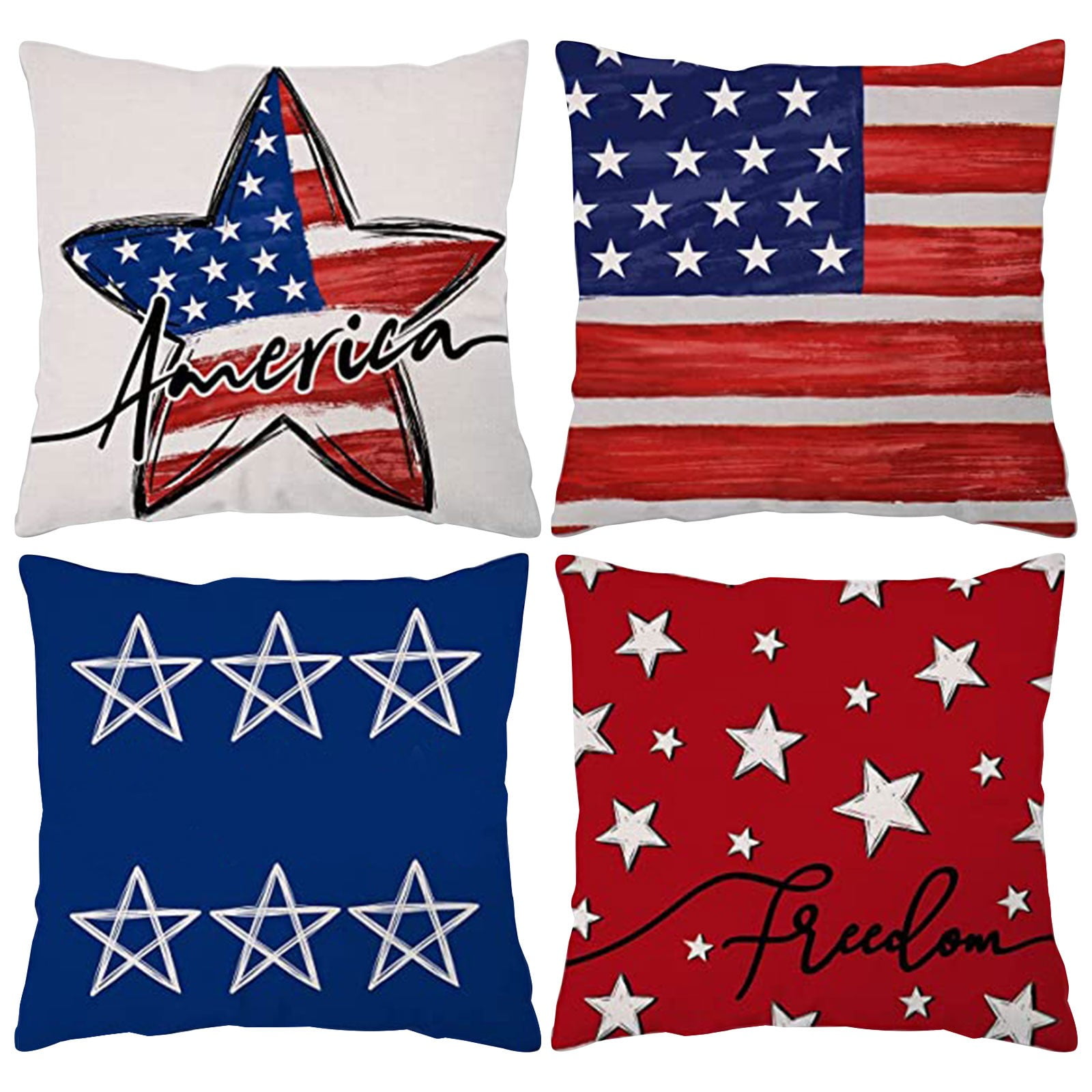 Pillow Cooling,4pc Independence Day Red White Blue American Flag Throw ...