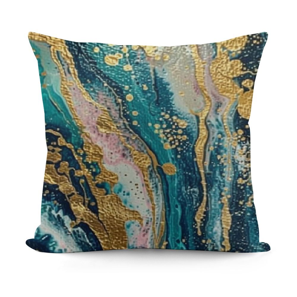 Pillow Cover Abstract Blue of Ocean Swirls Ink Art Luxury Farmhouse ...
