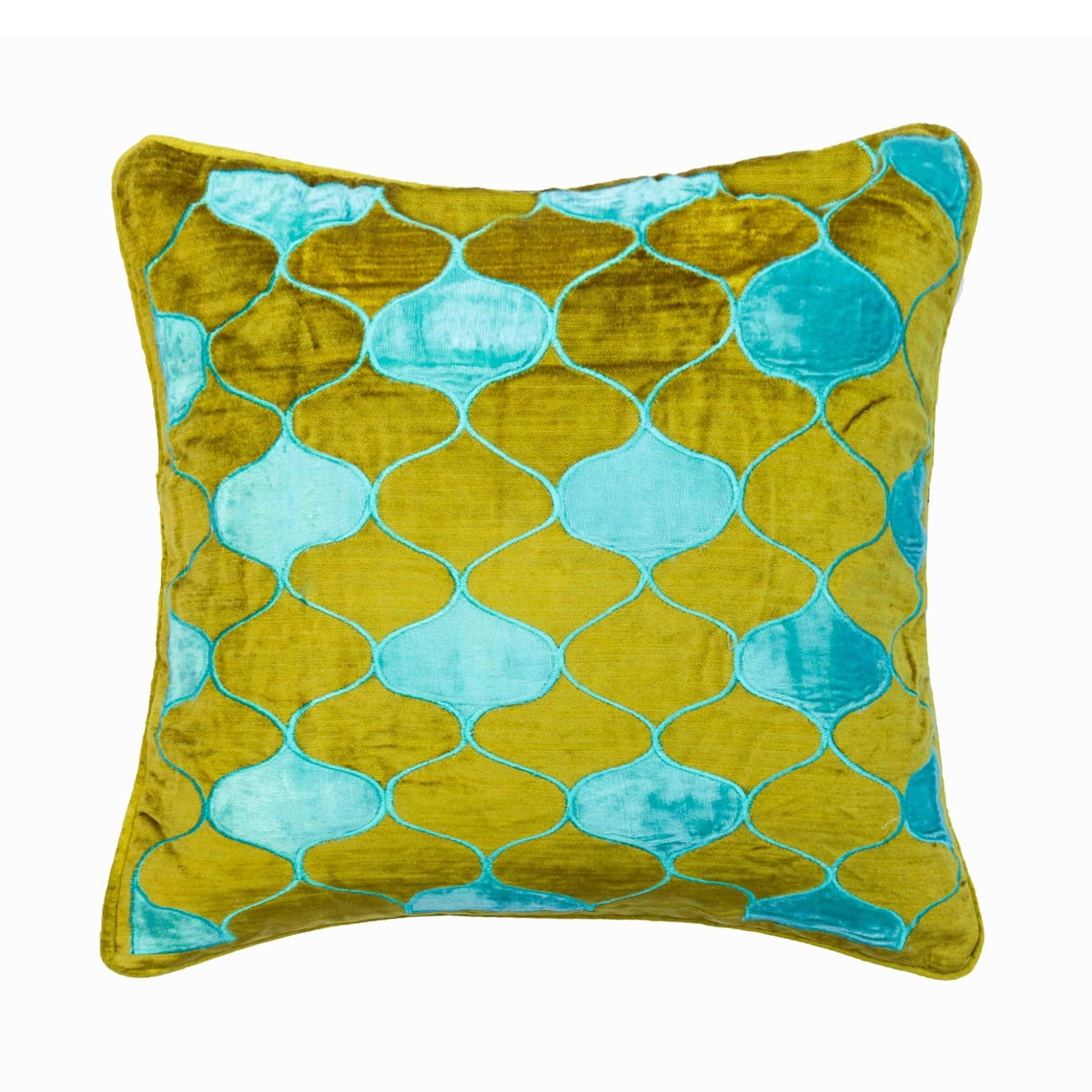 Pillow Cover, Green 16"x16" (40x40 cm) Throw Pillow Covers, Velvet Applique, Lattice Throw ...