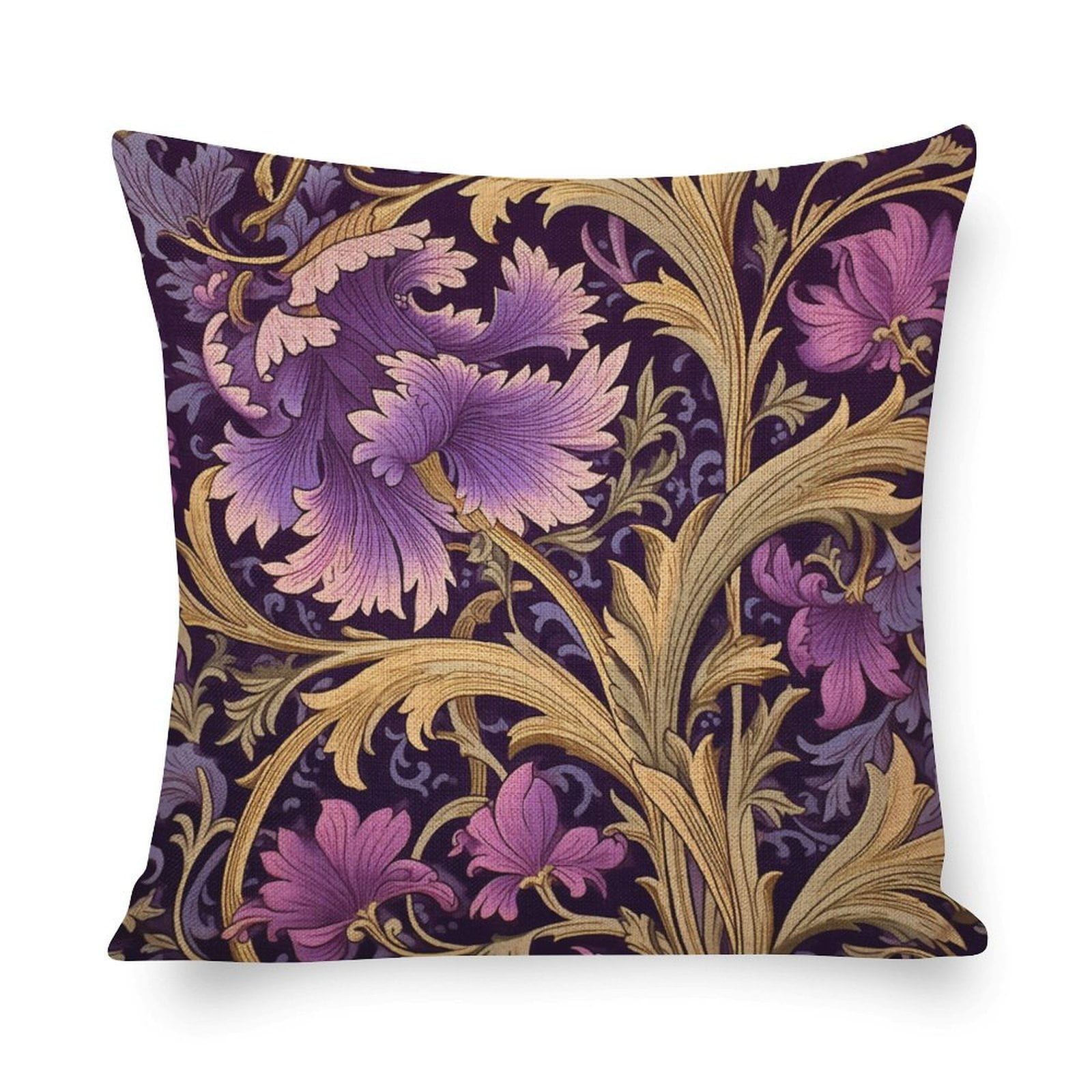 Pillow Cover Purple Floral Throw Pillow Covers Decorative Floral Linen ...