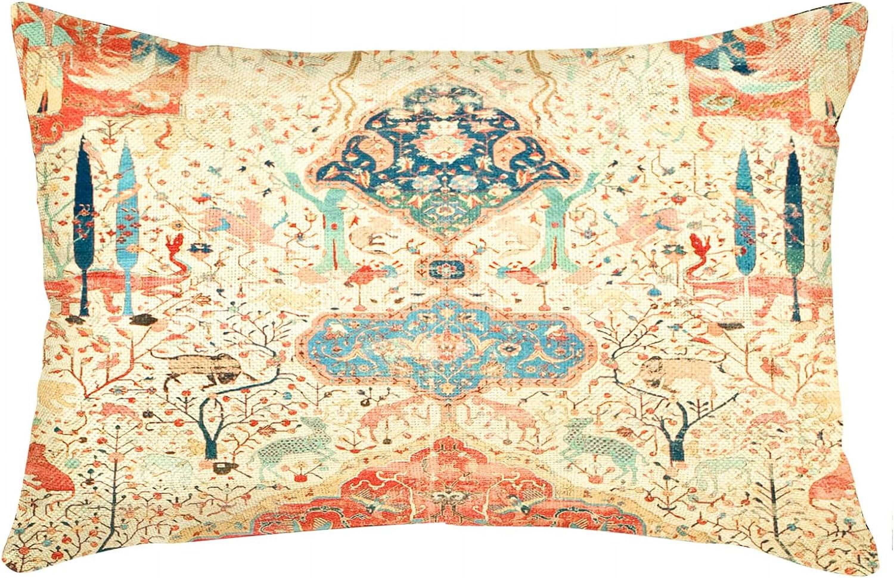 Pillow Cover,Retro Ethnic Orange Outdoor Decorative 12x20inch Throw ...