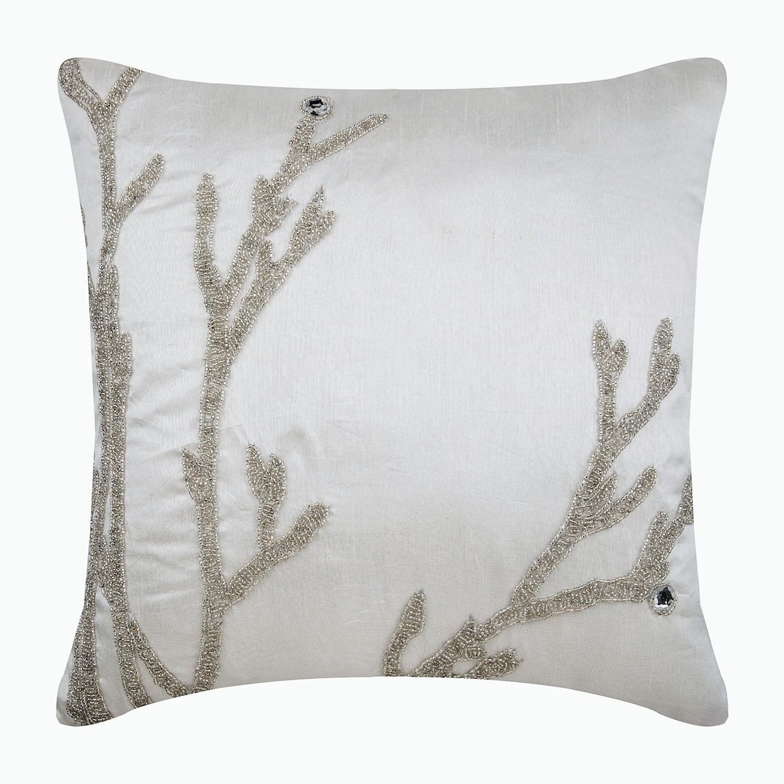 Pillow Cover, White Throw Pillows Cover, Metallic Beaded Willow Pillows ...