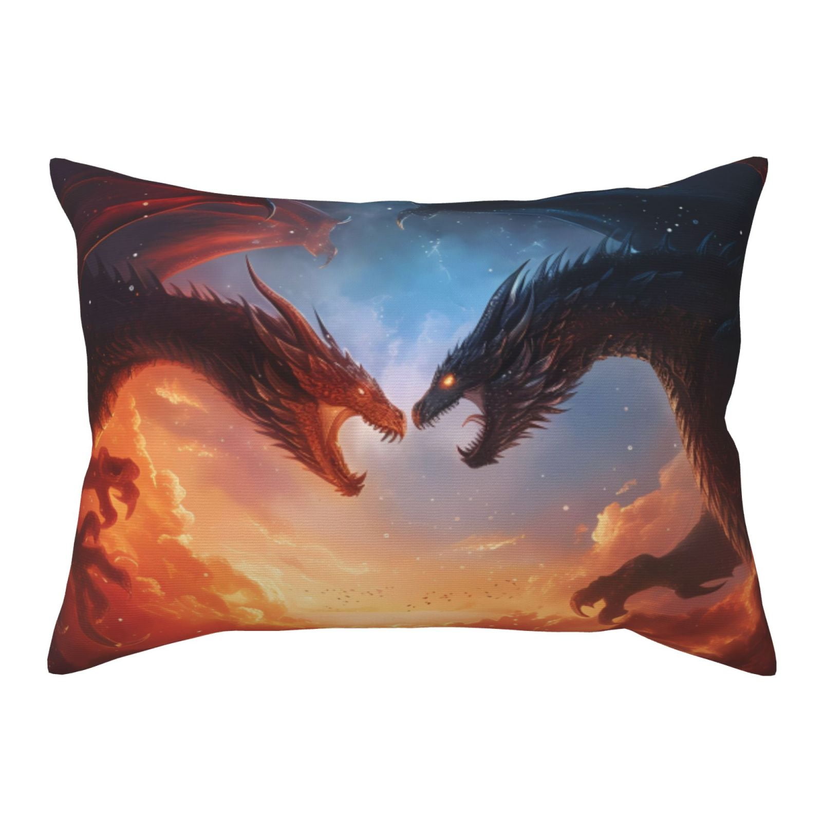 Pillow Covers 1 Pc, Red and Blue Fire Cloud Dragon Pillow Cases ...