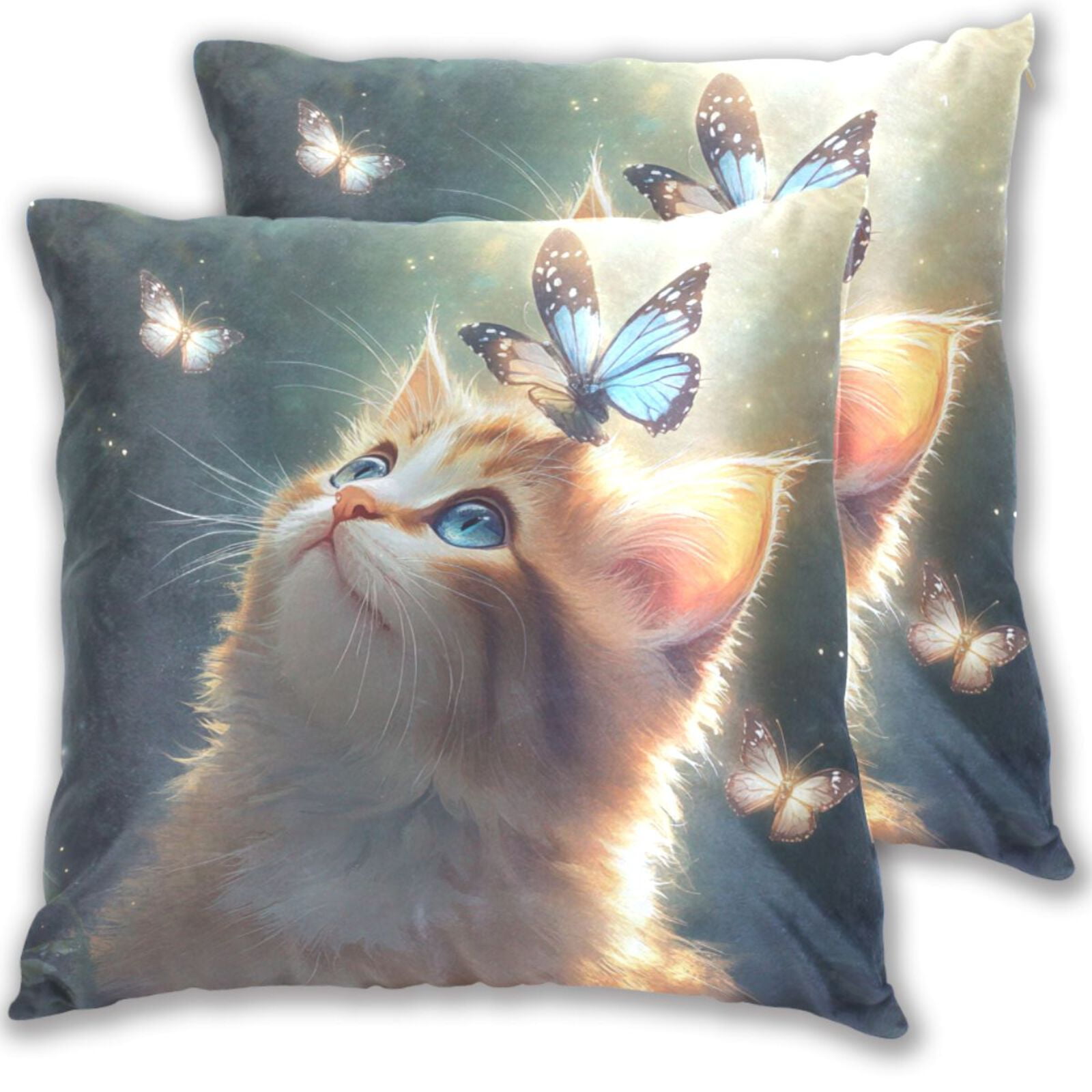 Pillow Covers 18x18 Set of 2,Cotton velvet Solid,Decorative Square ...