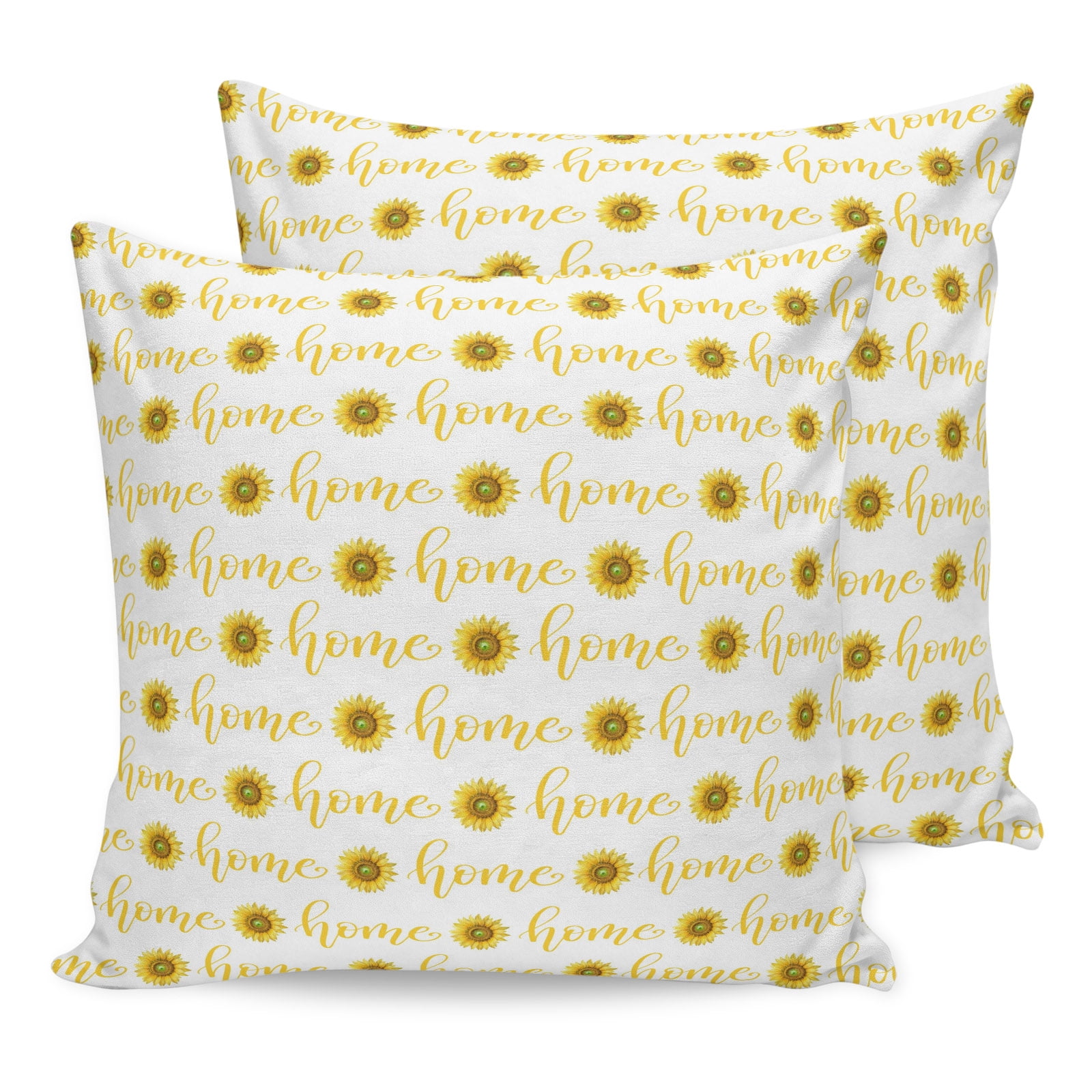 Pillow Covers 18x18 Set of 2, Yellow Sunflowers Rustic Throw Pillow ...