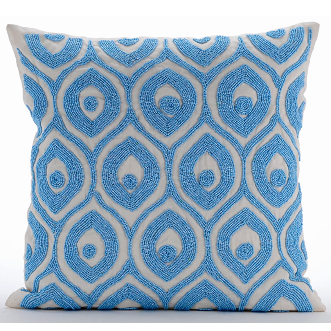 Pillow Covers, Blue Pillows Cover, Light Blue Beaded Lattice Trellis ...
