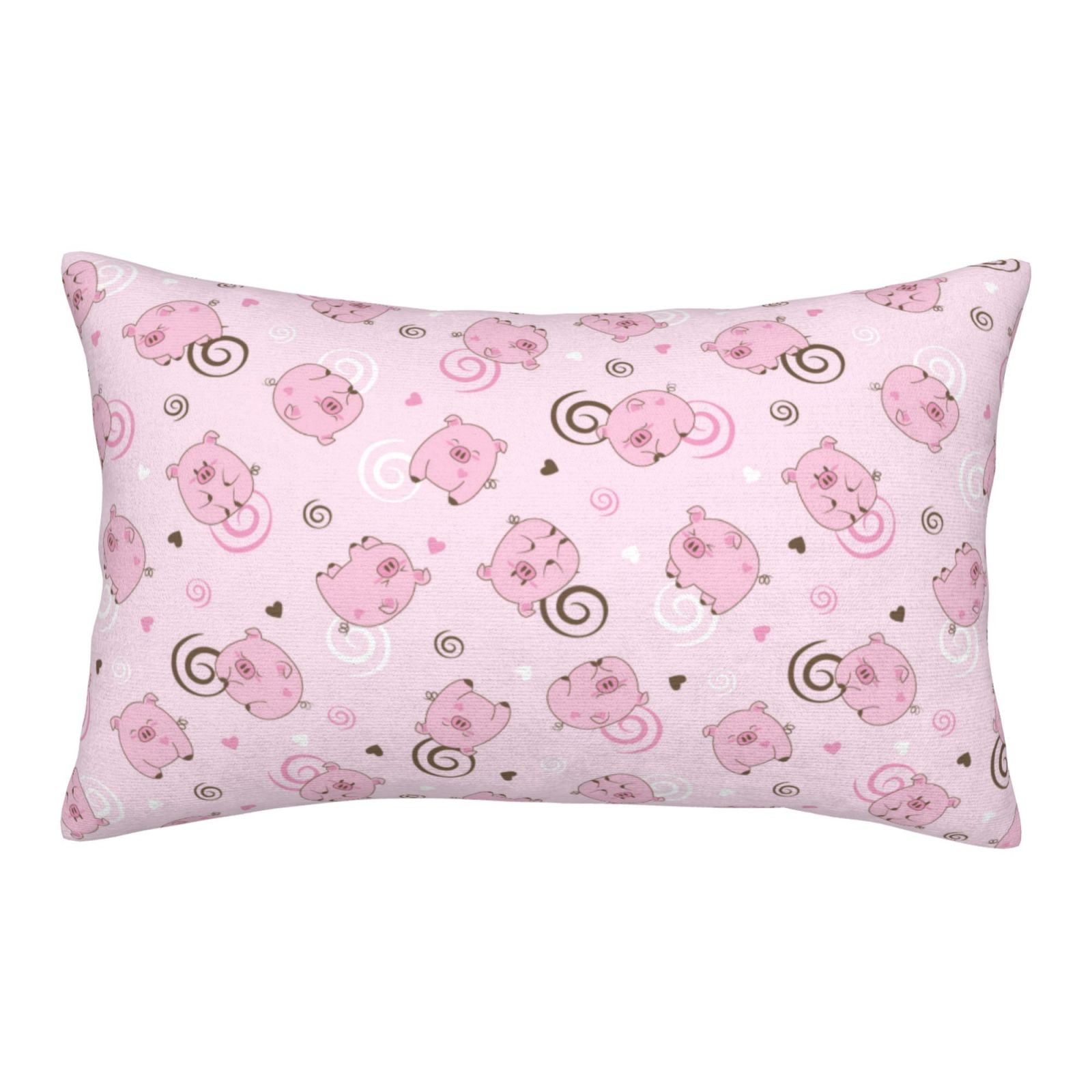 Pillow Covers, Charming Cartoon Pink Cute Pig Fuzzy Pillow Cases Queen ...
