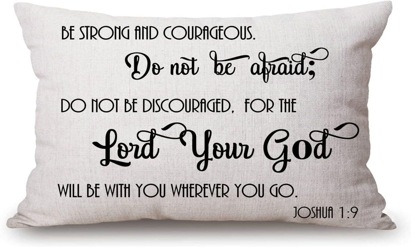 Pillow Covers with Christian Bible Verses Scripture Quotes Joshua-1-9 ...