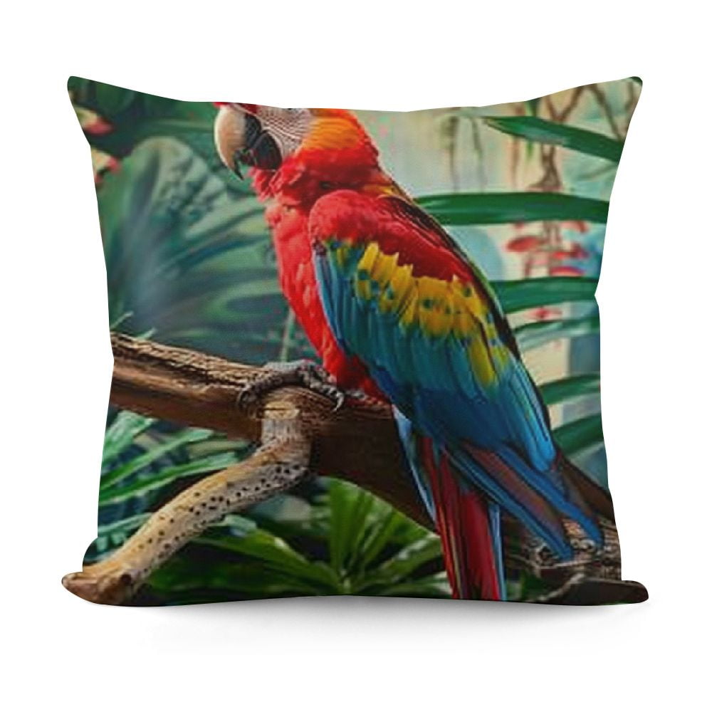 Pillow Covers,Couch Pillow Covers,Forest Colored Macaw Parrot - Walmart.com