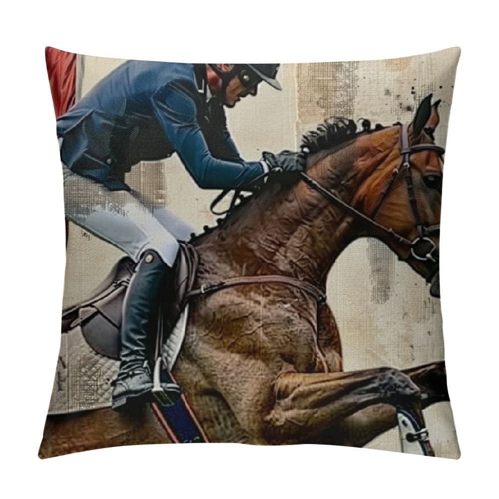 Pillow Covers Farmhouse Cut Jump Horse Jumping Equestrian Sports ...