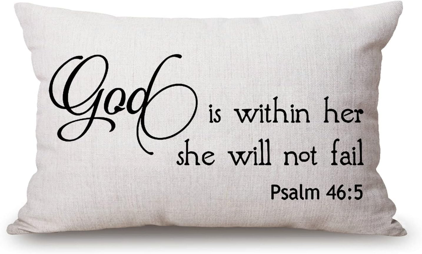 Pillow Covers with PSALM 46:5 God is Within Her,She Will Not Fall Quote ...