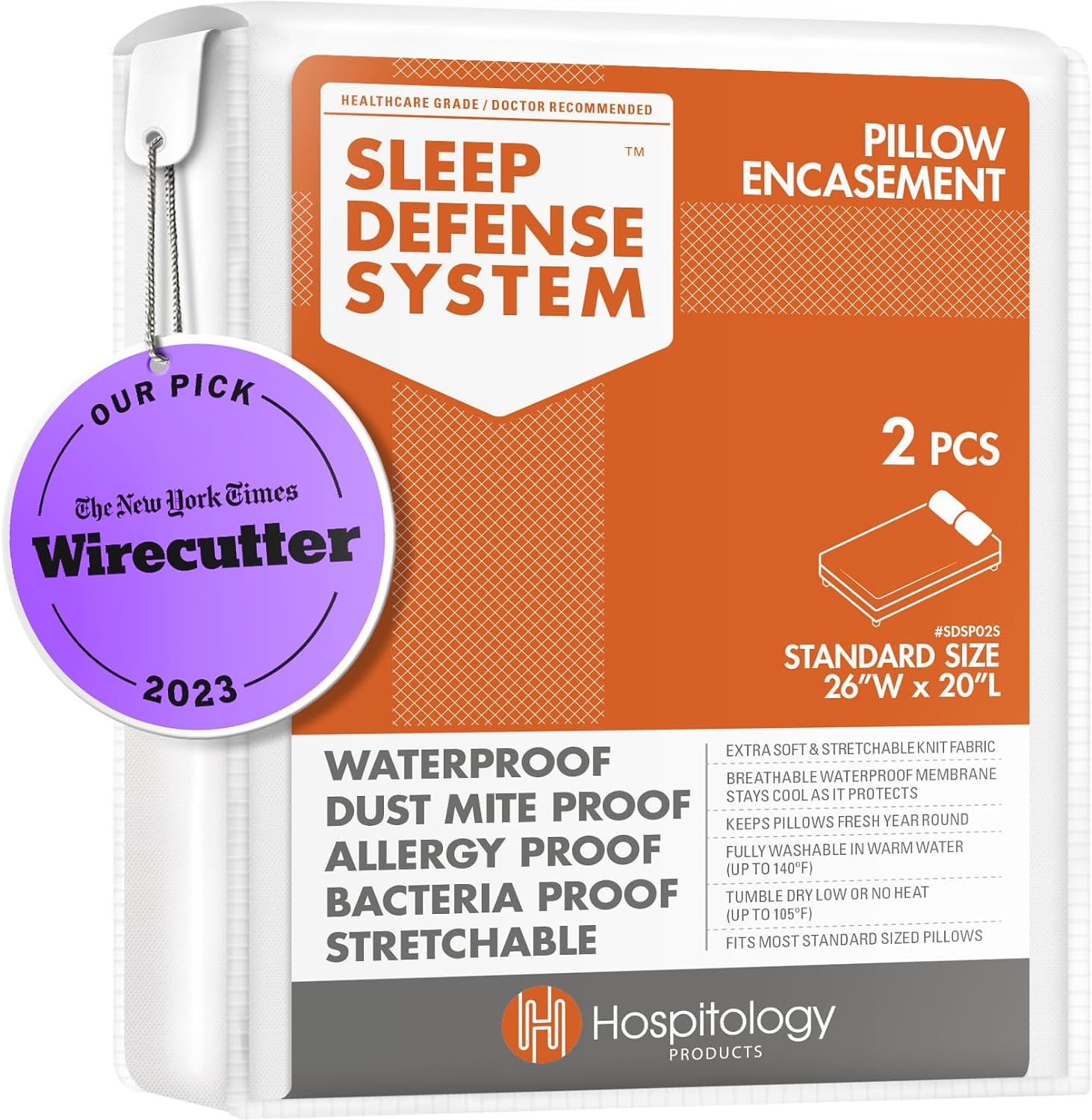 Pillow Encasement- Zippered Bed Bug Dust Mite Proof Hypoallergenic ...