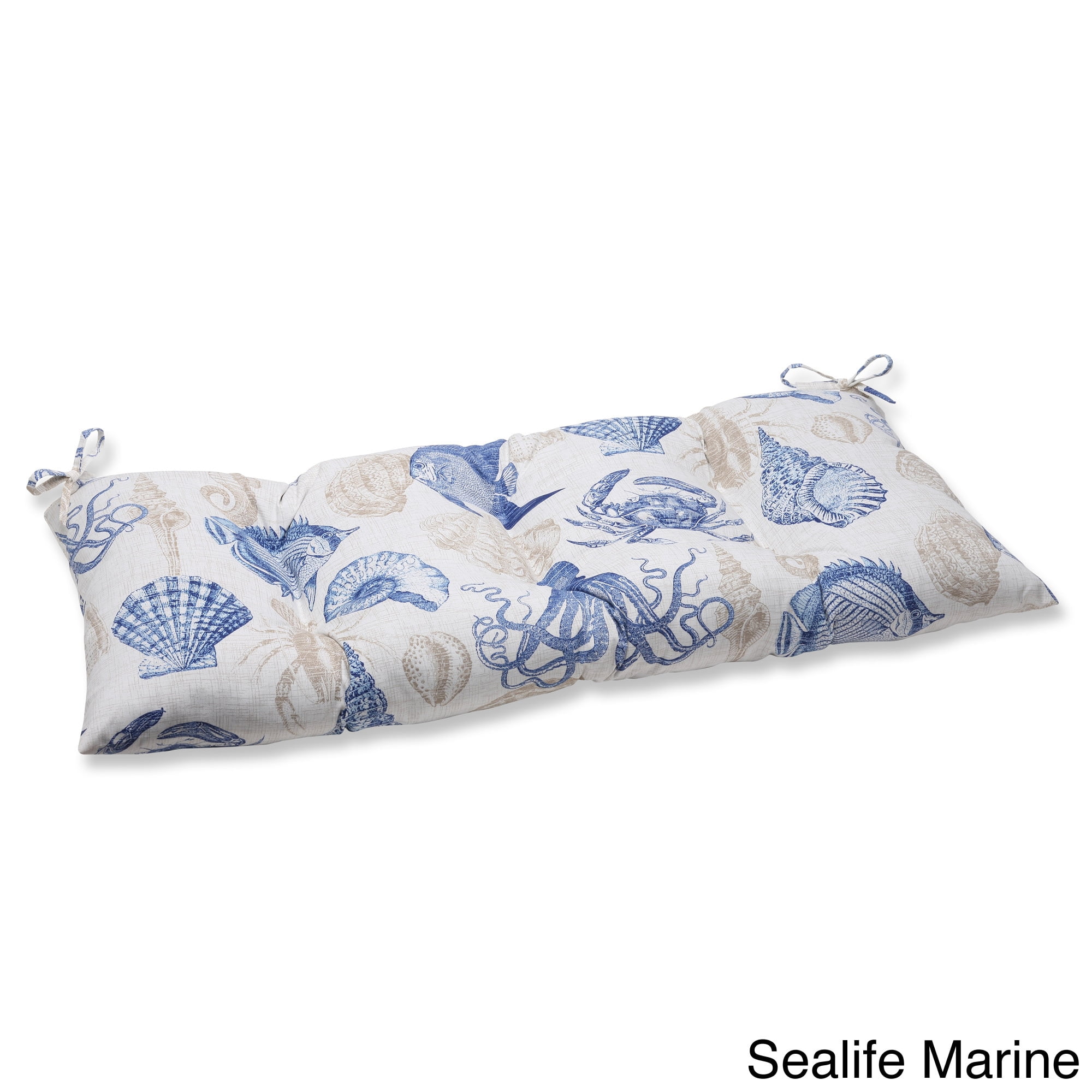 Pillow Perfect Outdoor/ Indoor Sealife Marine Swing/ Bench Cushion Blue ...