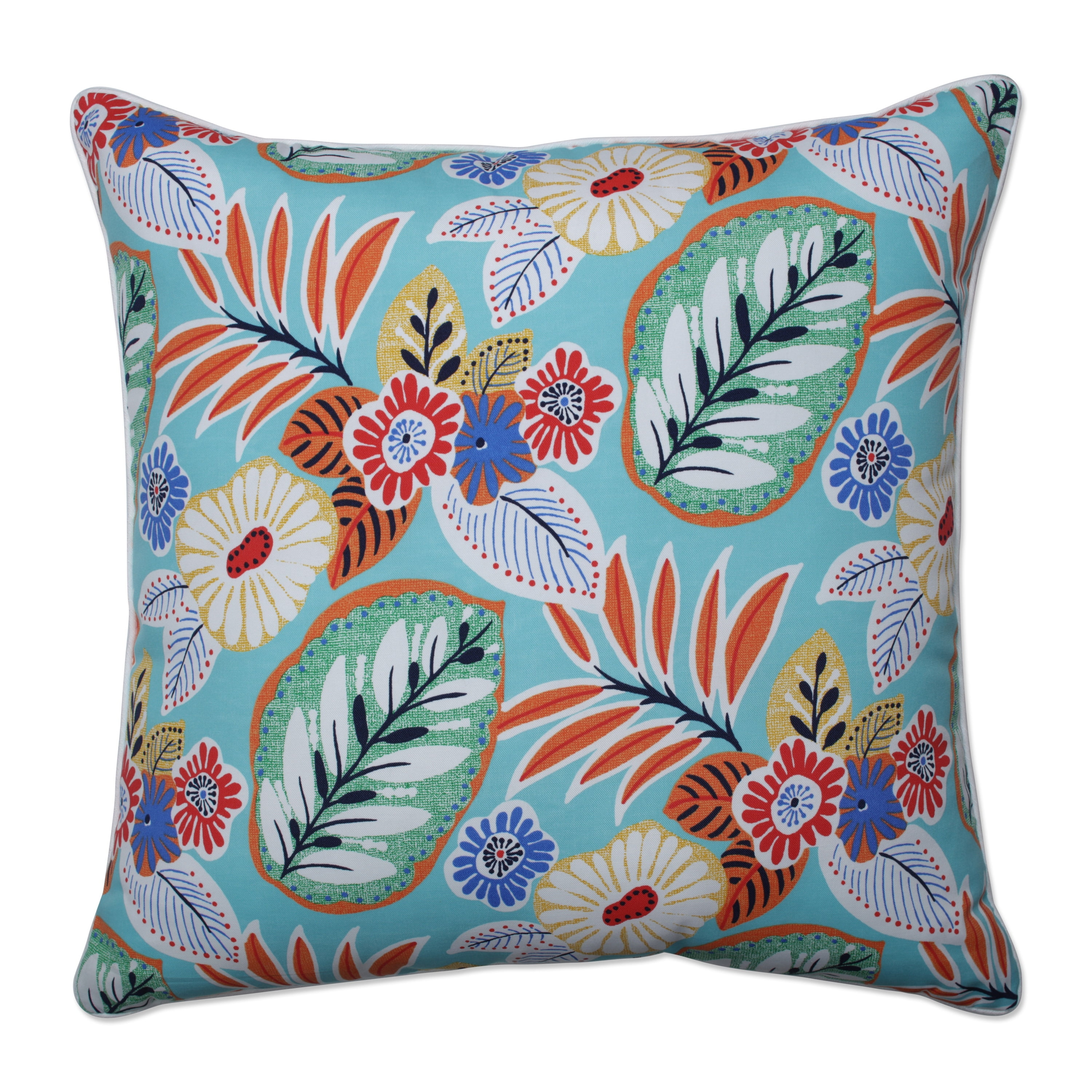 Pillow Perfect Outdoor Marlow Aqua 25-inch Floor Pillow - 25 X 25 X 5 ...