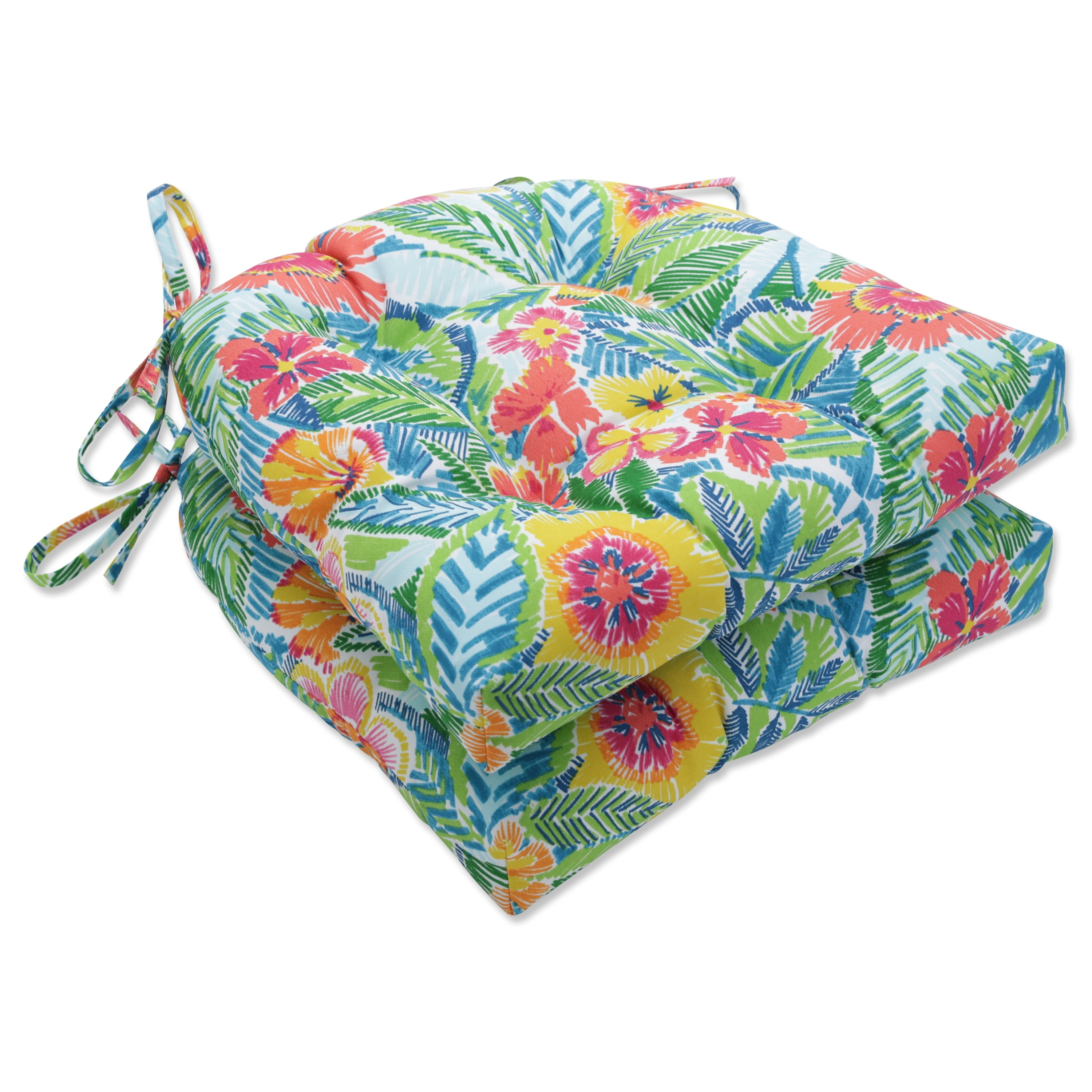 Pillow Perfect Outdoor Pensacola Multi Reversible Chair Pad (Set of 2 ...
