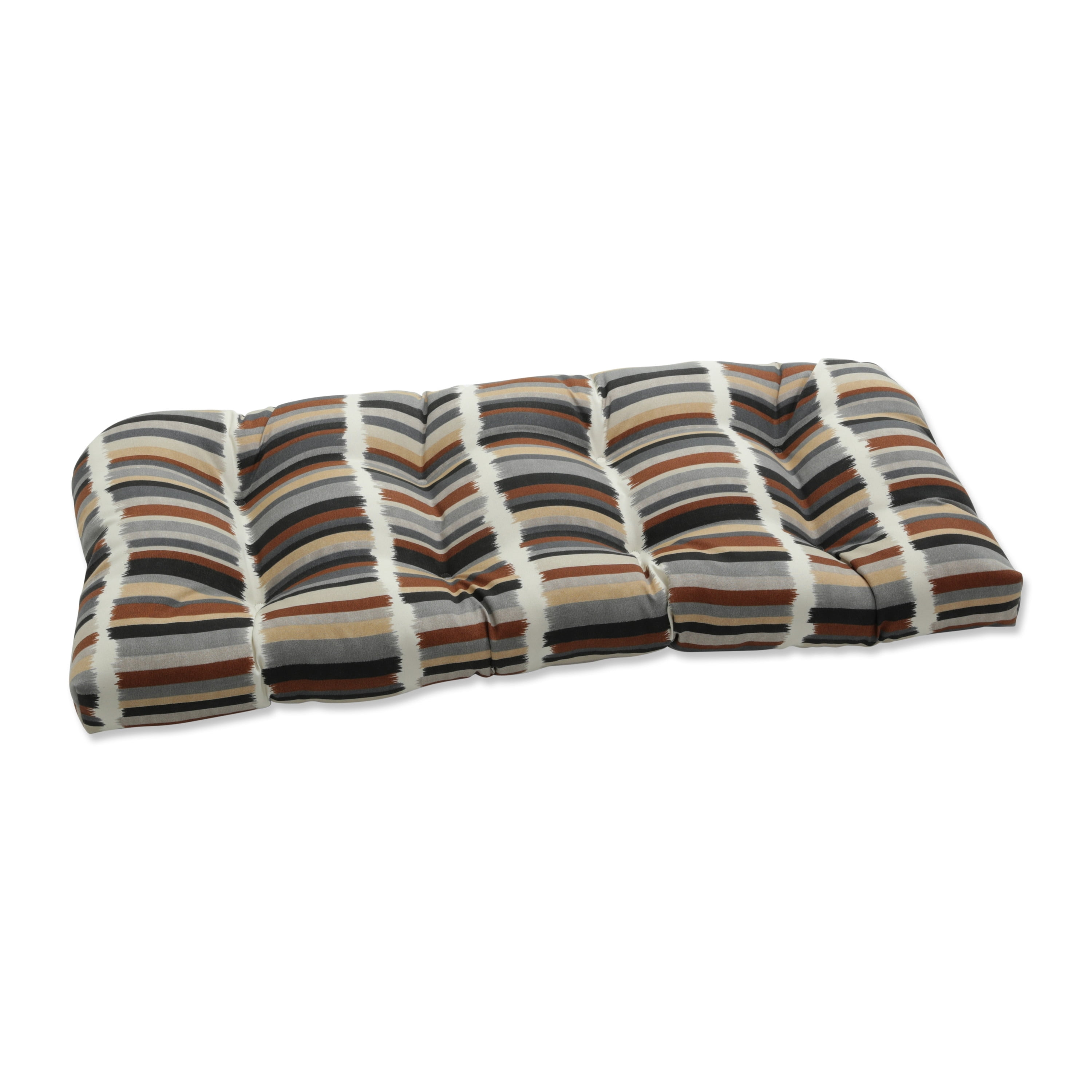 Pillow Perfect Outdoor Solar Stripe Ebony Wicker Loveseat Cushion - 19 ...