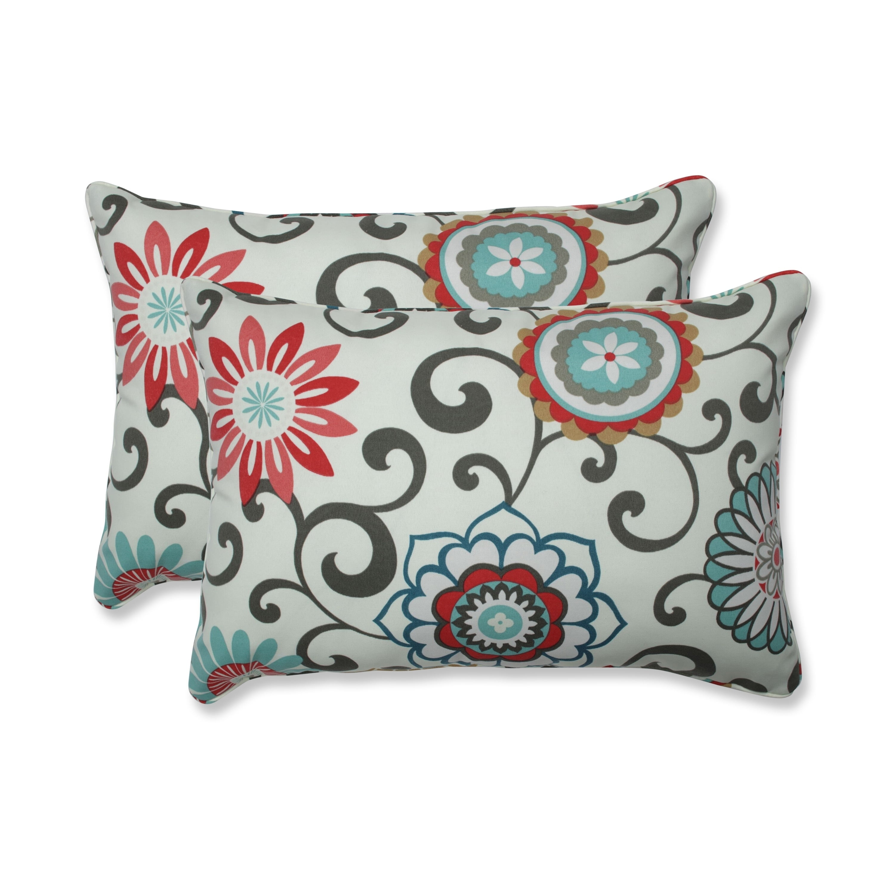Pillow Perfect Pom Pom Play Corded Rectangular Throw Pillows (Set of 2 ...