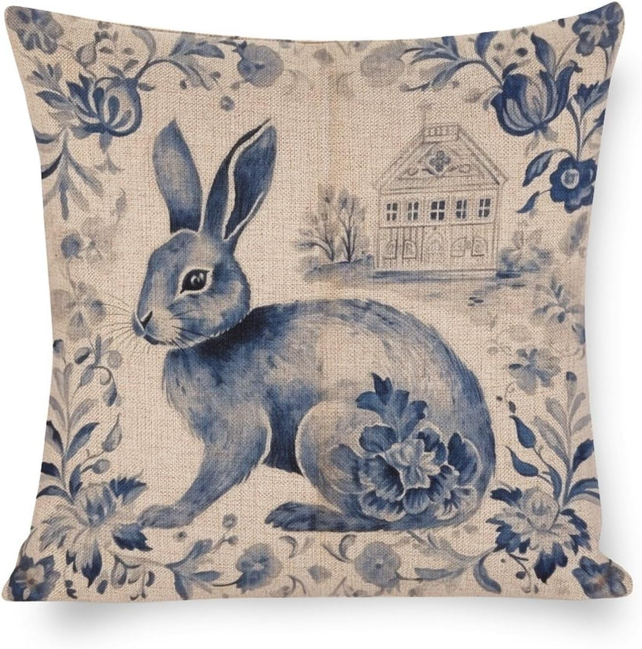 Pillow Protectors Rustic Blue Dutch Rabbit Cushion Pillow Cover 18"x18 ...