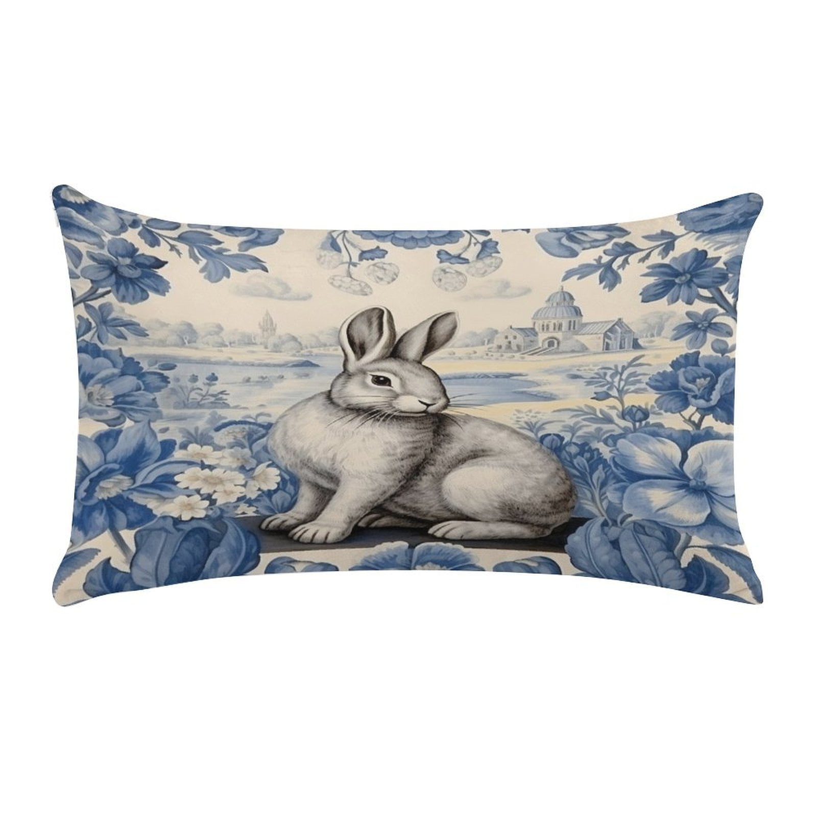 Pillow Protectors with Zipper Standard Size Rustic Blue Dutch Rabbit ...