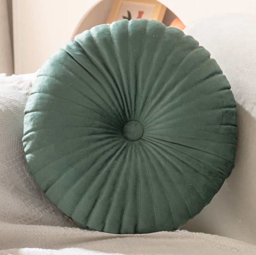 2 Pcs Velvet Round Decorative Throw Pillows Pleated Circular Pillows ...