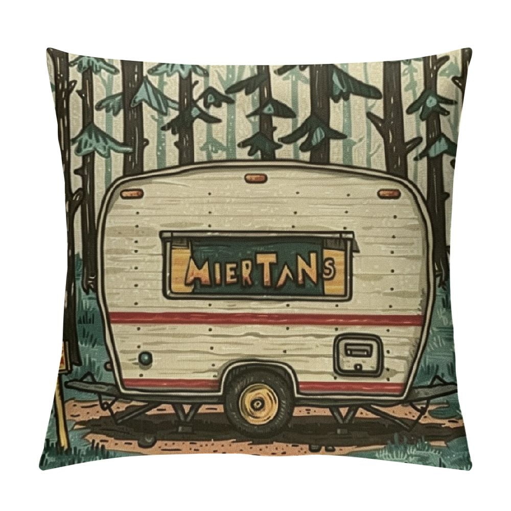 PillowCamping Decorative Pillow Cover - Camper Decor for Travel ...