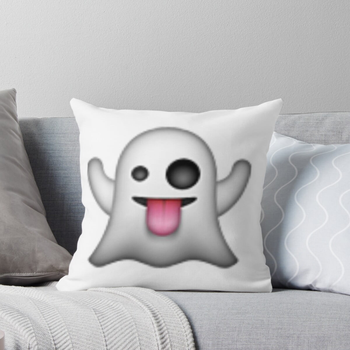 Pillowa Emoji Style Ghost Cartoon Throw Pillow Decorative Accent, 14x14 ...