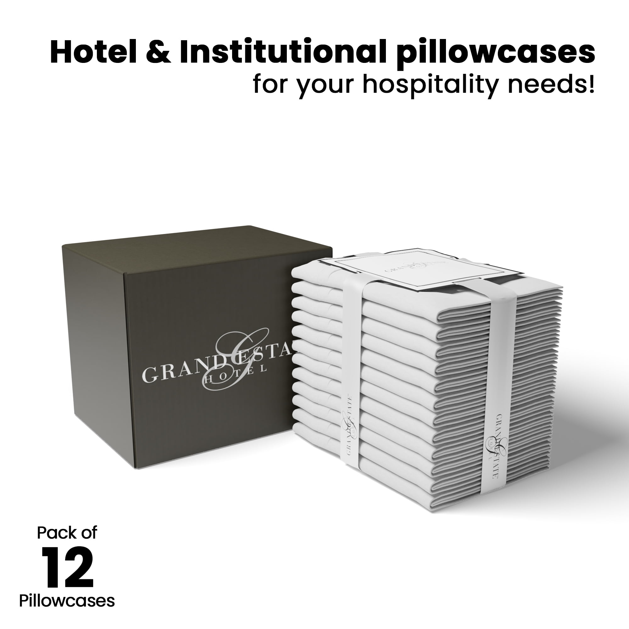 Pillowcases Bulk Pack- 12 Pcs Cotton Rich White Standard Size for ...