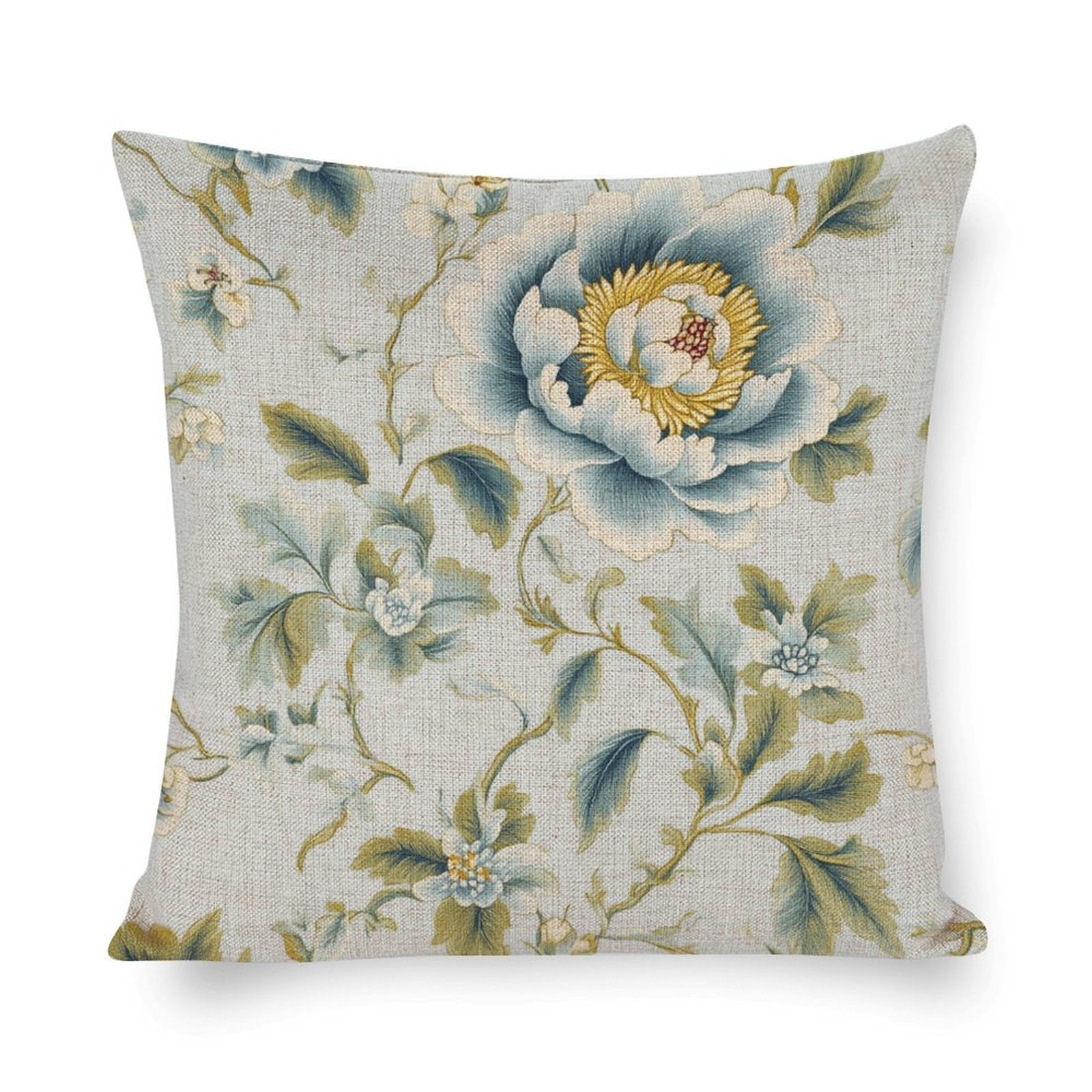 Pillowcases Chinoiserie Blue Peony Flower Throw Pillow Covers Modern ...
