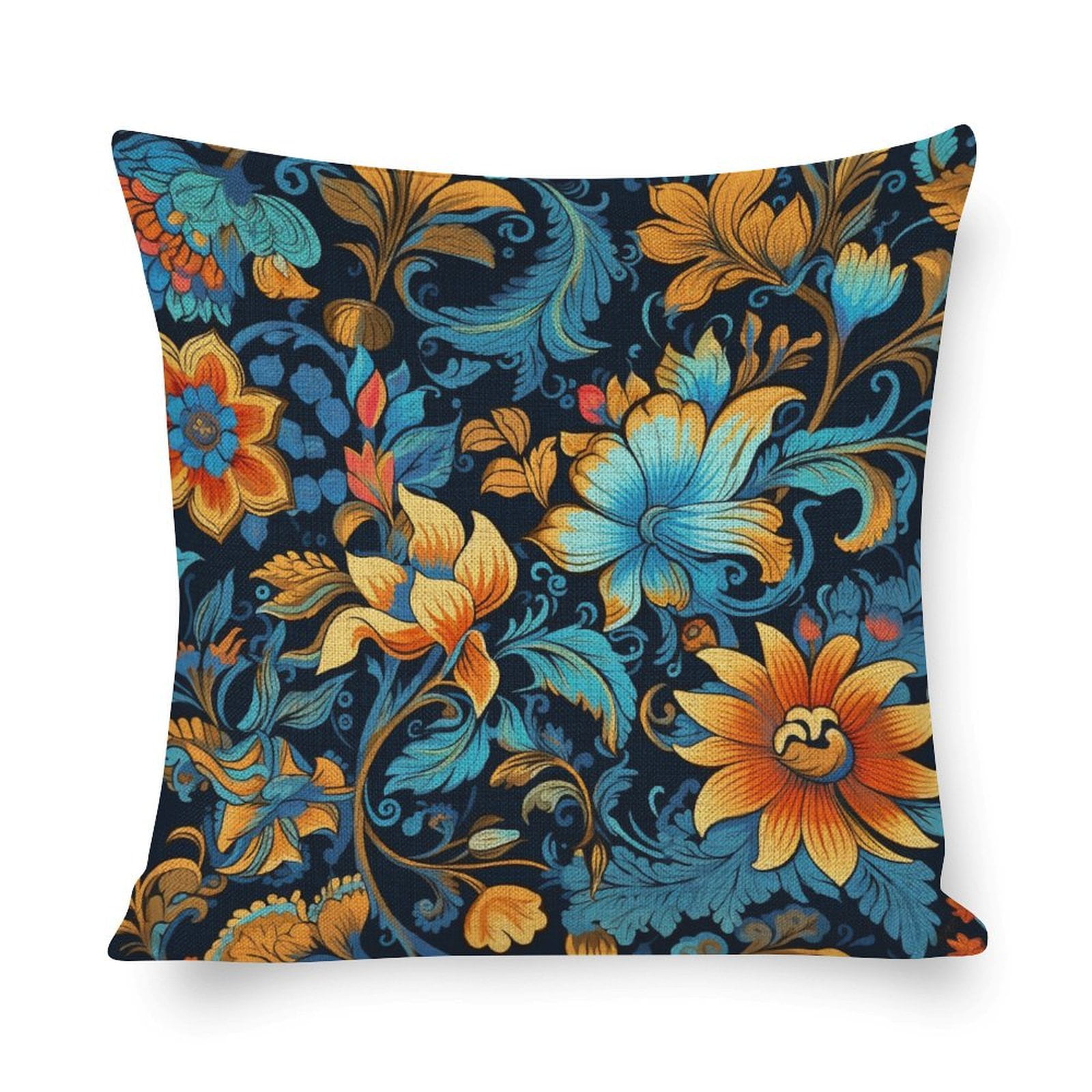 Pillows Colorful Mediterranean Vintage Floral Pattern Square Pillow ...