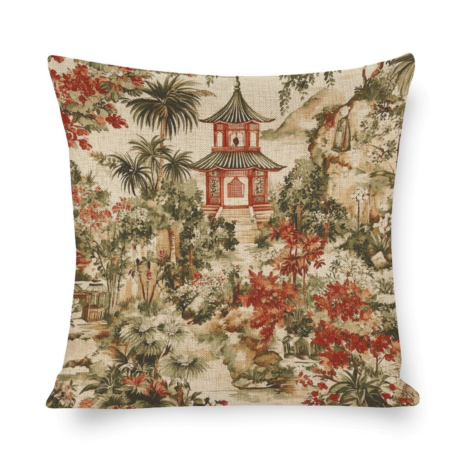 Pillows for Couch Chinoiserie Garden Pagoda Palm Trees Cushion Covers ...