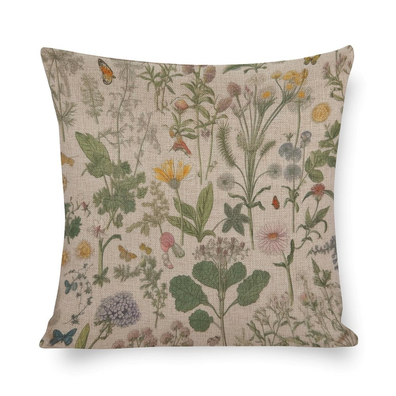 Pillows & Pillow Covers Herbs And Wild Flowers Botanical Plants Pillows ...