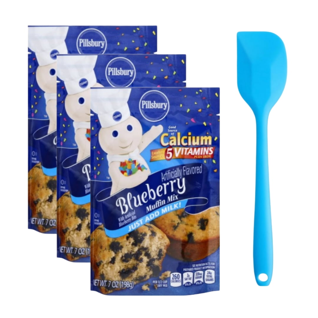 Pillsbury Blueberry Muffin Mix 7 oz (3 pack) and 8in Silicone Spatula ...