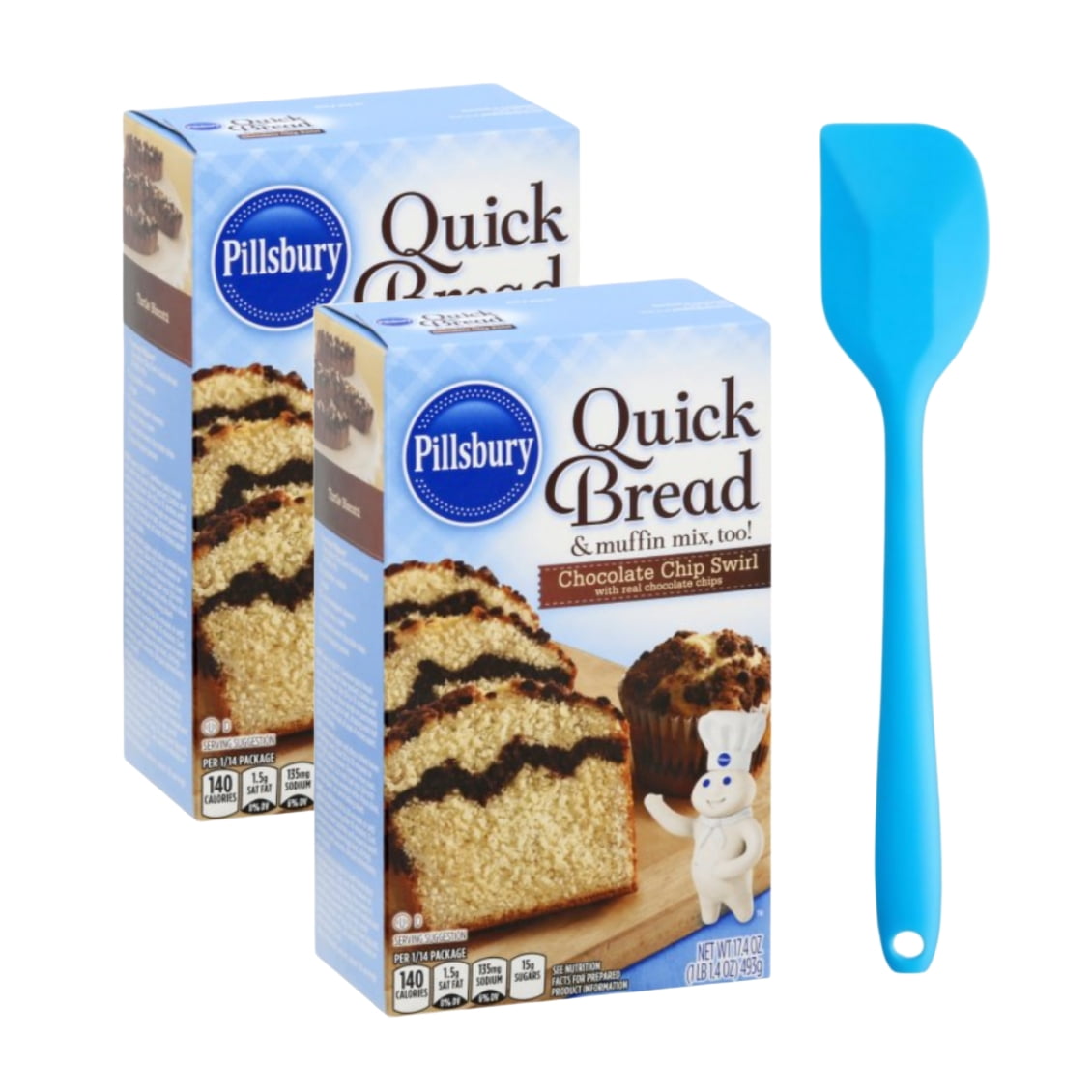 Pillsbury Chocolate Chip Swirl Quick Bread 17.4 oz (2 pack) and 8in ...