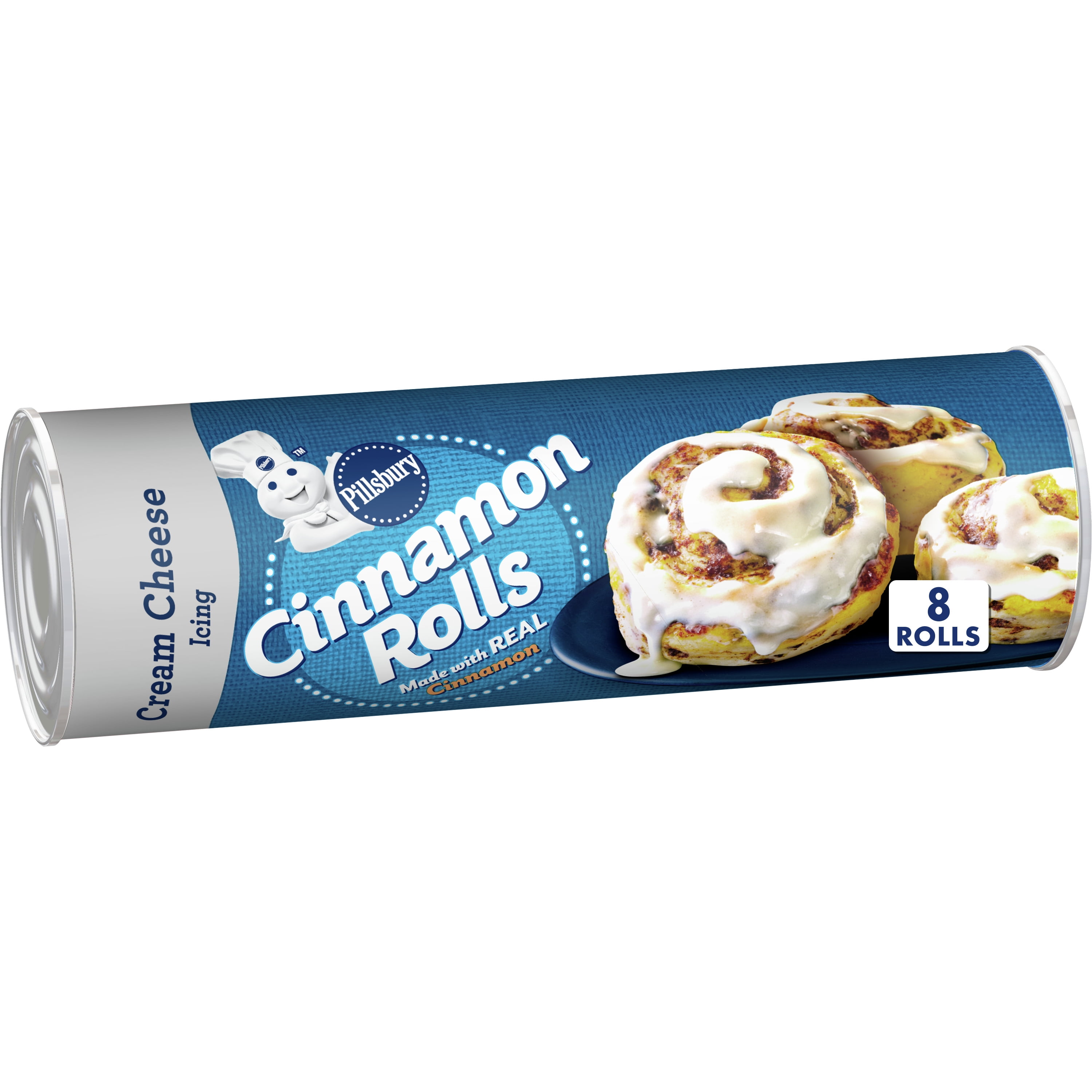 Pillsbury Cinnamon Rolls with Cream Cheese Icing, Canned Pastry Dough ...