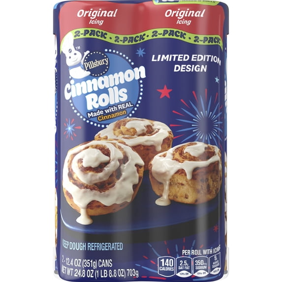Pillsbury Cinnamon Rolls with Original Icing, 2-Pack, 16 Oven-Baked ...
