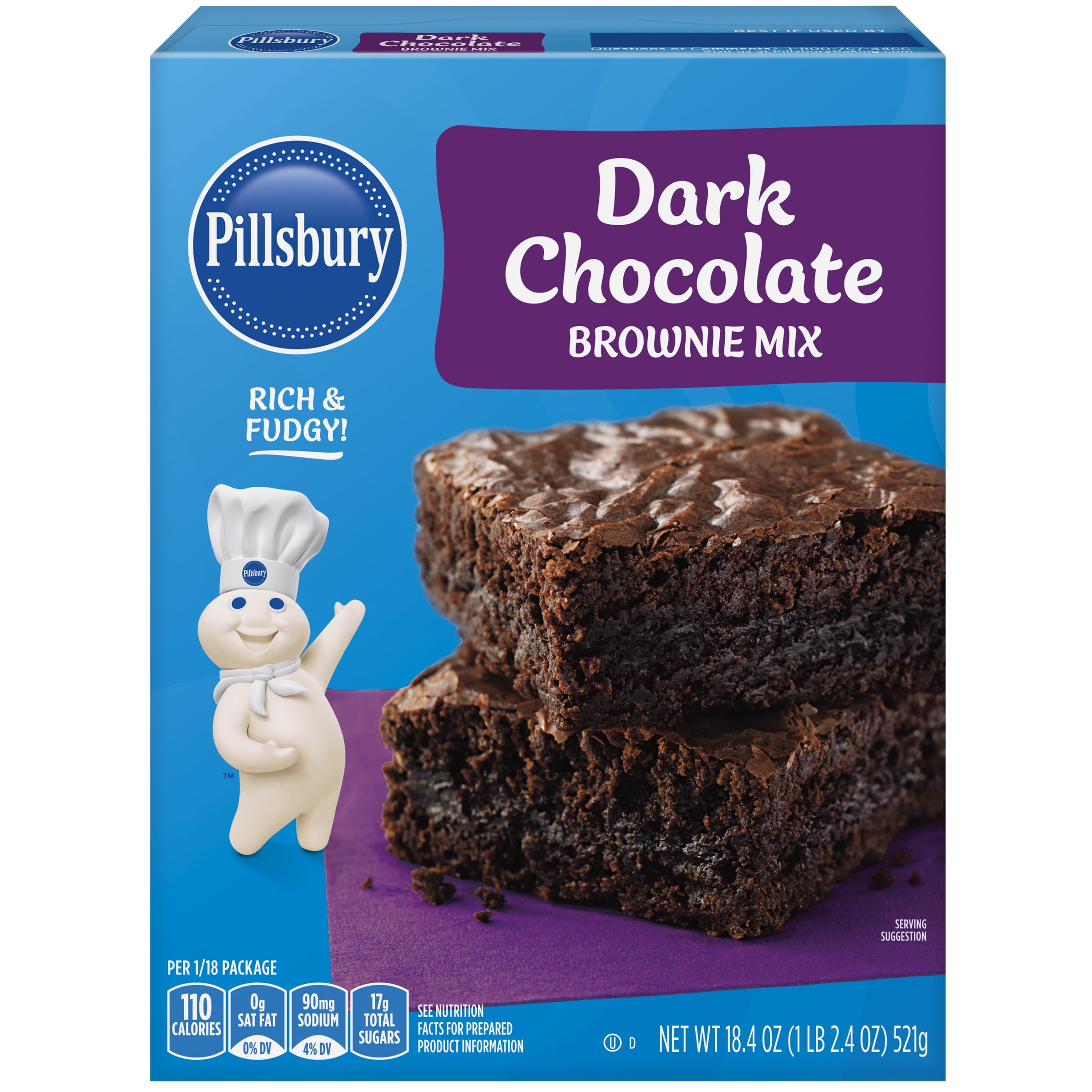 Pillsbury Family Size Dark Chocolate Brownie Mix, 18.4 oz Box - Walmart.com
